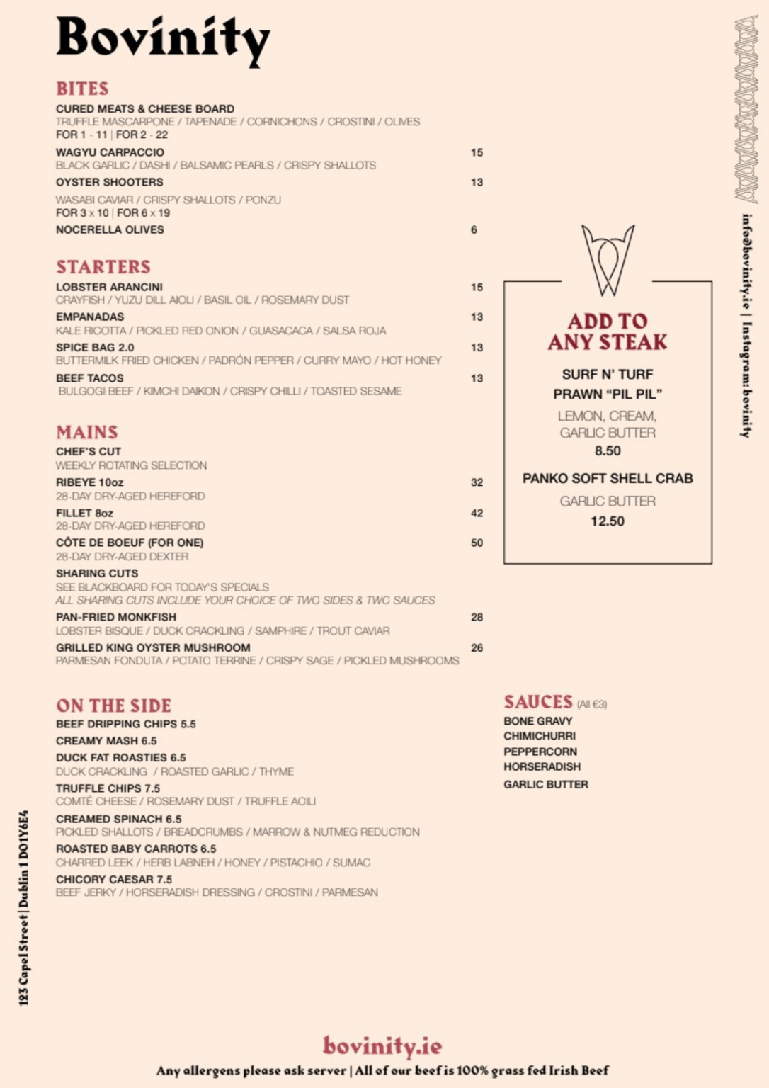 DINNER MENU – Bovinity