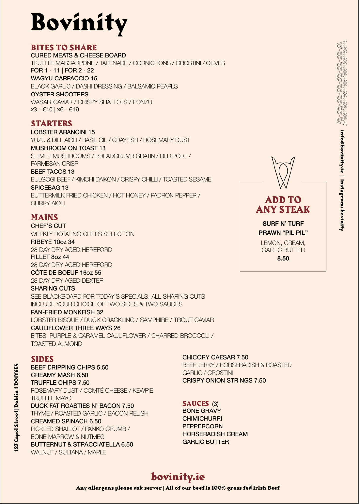 DINNER MENU – Bovinity